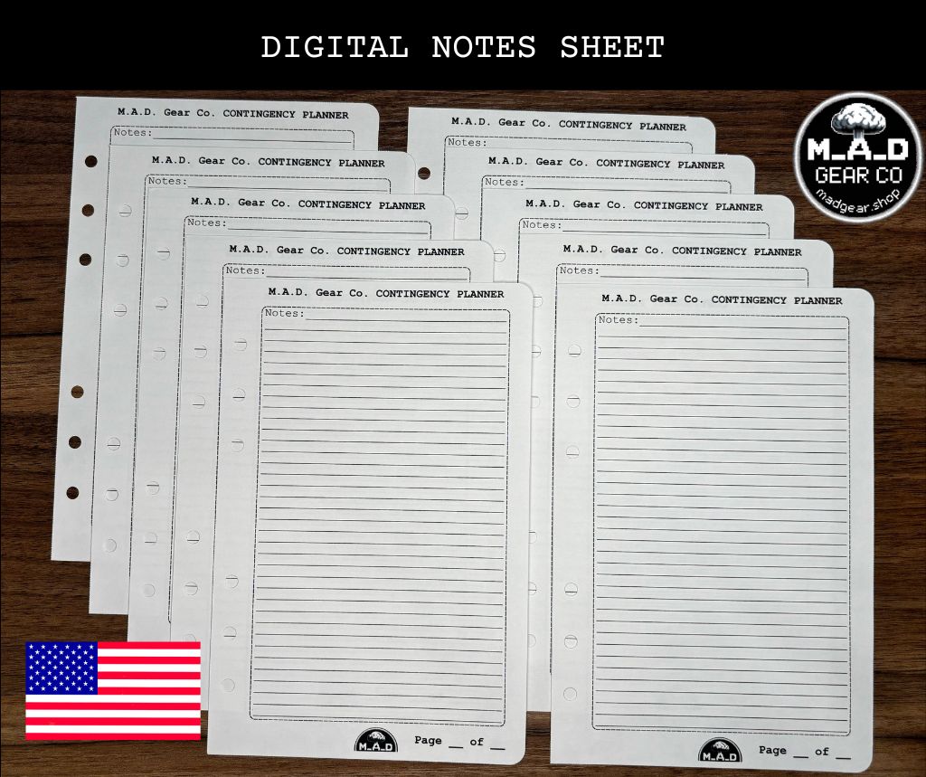 Digital Notes Sheet – M.A.D. Gear Co.